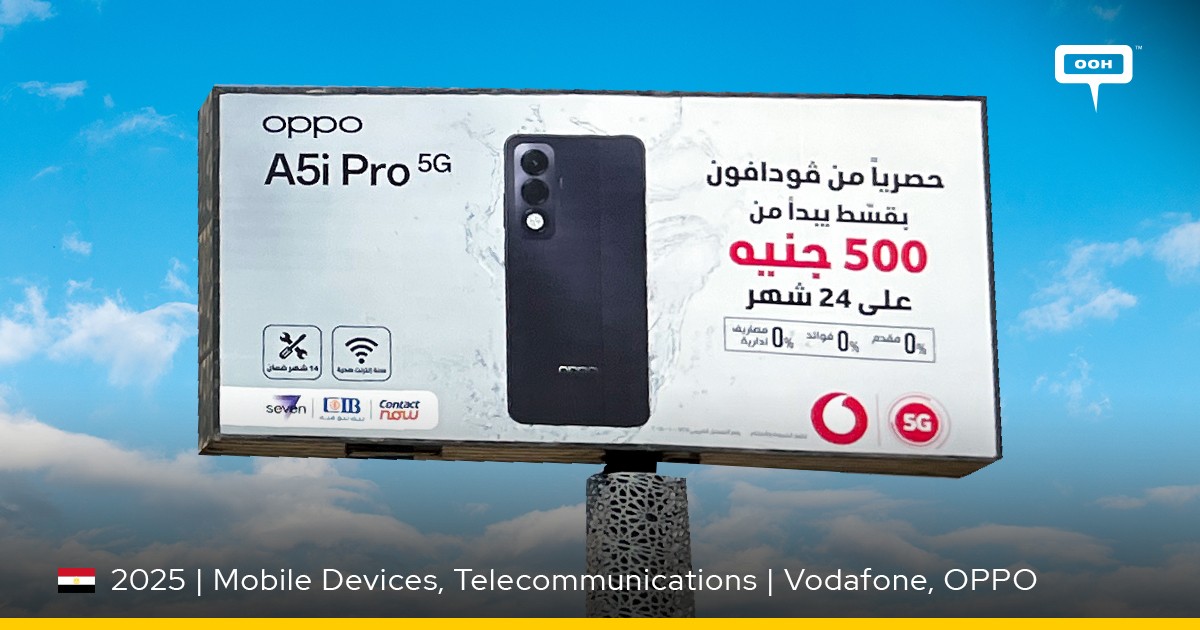 Vodafone and OPPO Bring the A5i Pro 5G to Greater Cairo’s Billboards - INSITE OOH Media Platform